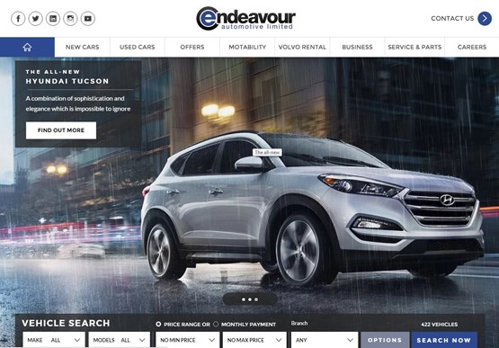 Consumer-friendly functions in new website for Endeavour Automotive ...
